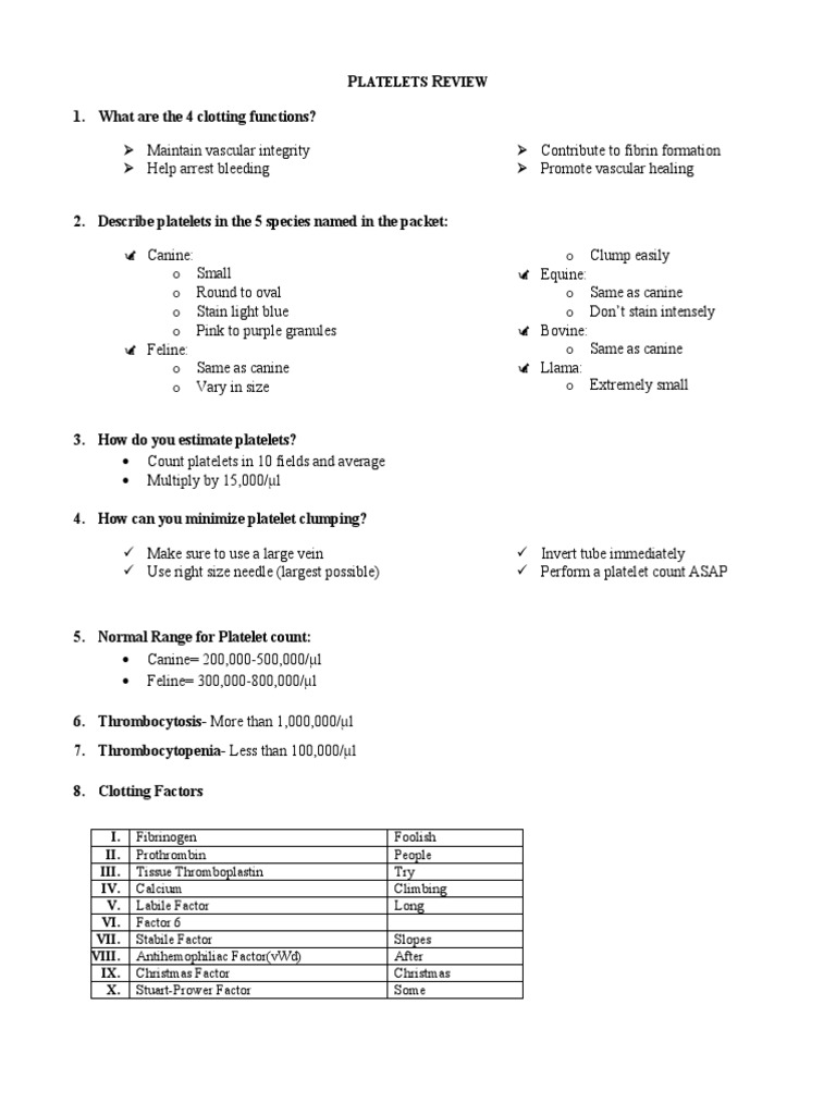 Platelets Review | PDF | Coagulation | Platelet