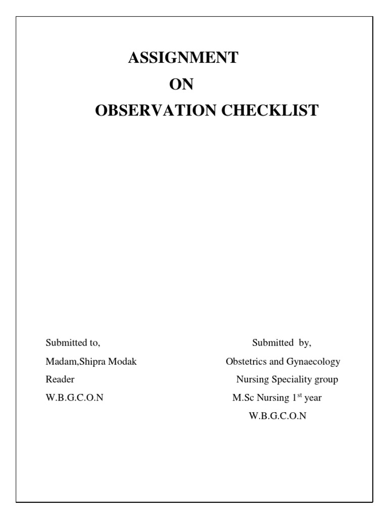 Observation Checklist | PDF | Observation | Behavior