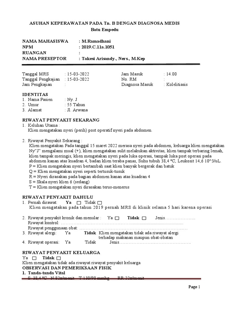 M.ramadhani - Askep Batu Empedu | PDF