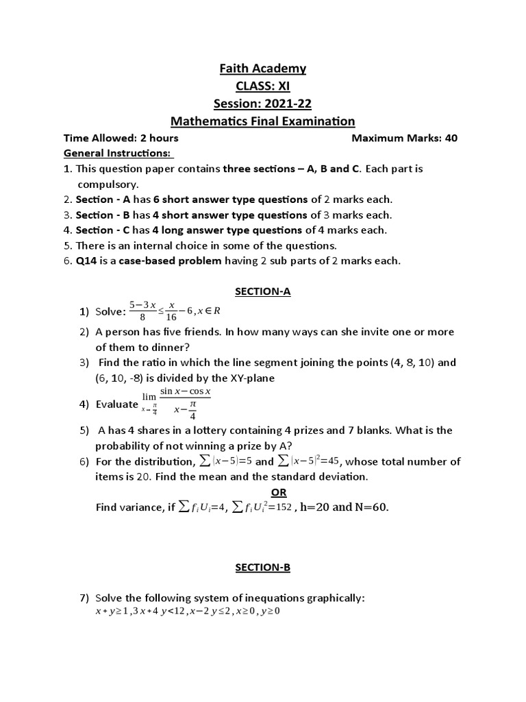 Class 11 Final Exam 2022 Pdf Euclidean Geometry Geometric Shapes