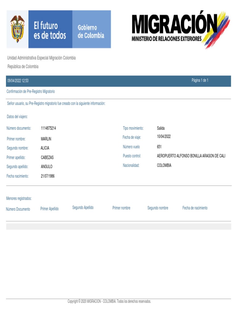Check Mig-Registro de Salida de Colombia Marlin | PDF