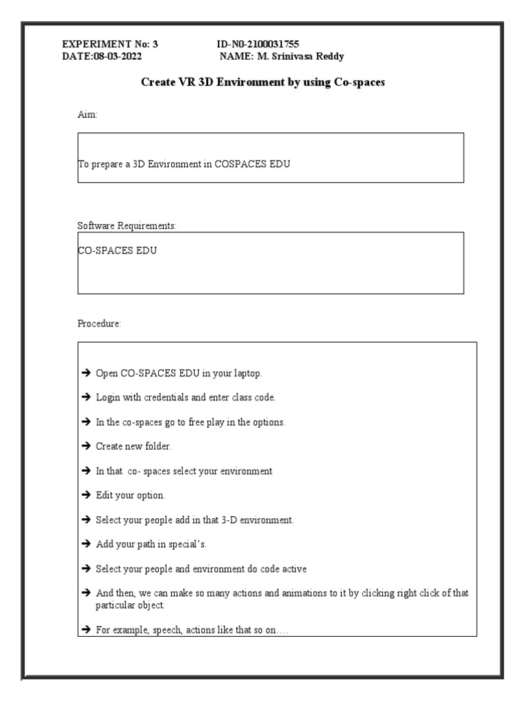 Create VR 3D Environment by Using Co-Spaces | PDF
