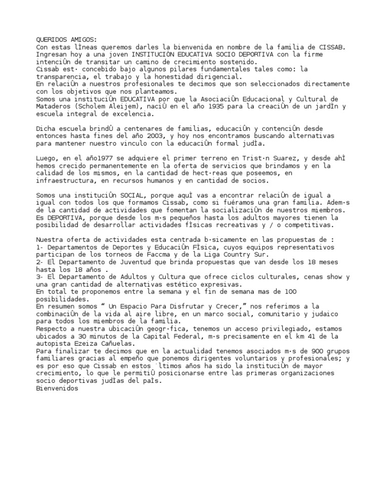 Bienvenidos a CISSAB: Crecimiento y Comunidad | PDF | Adultos | Institución