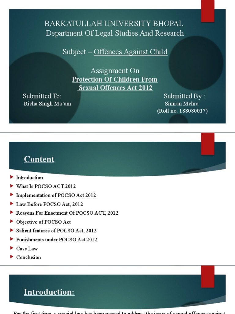 Offences Against Child | PDF | Sexual Assault | Assault