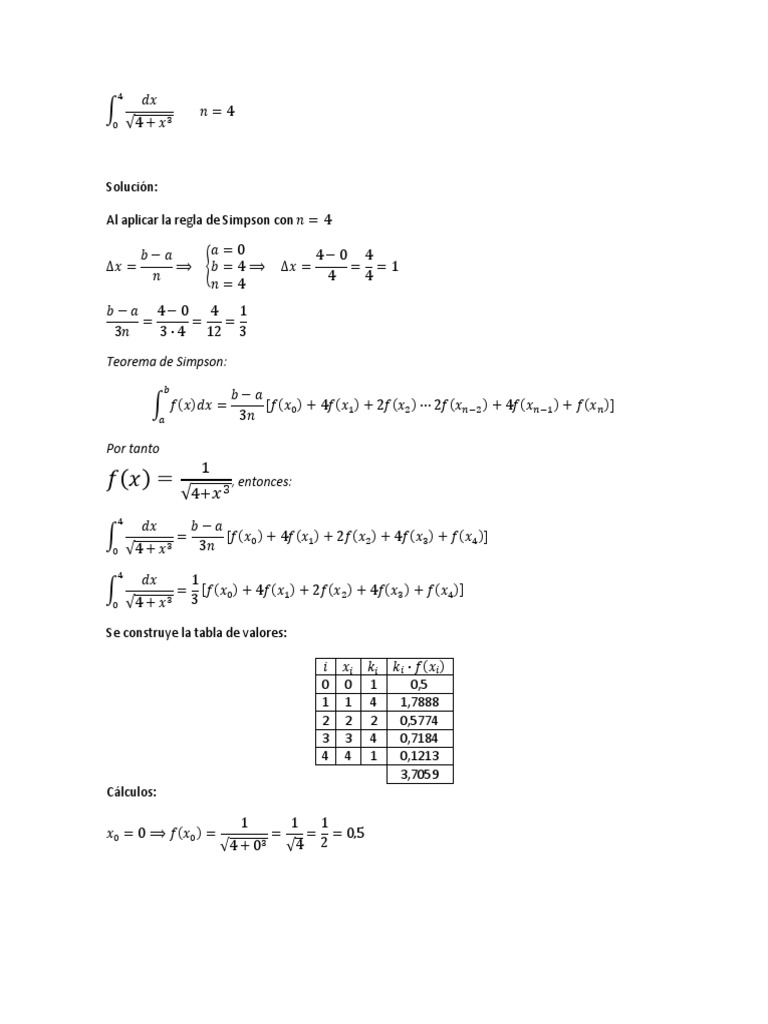 Integrales Por El Método de Simpson | PDF
