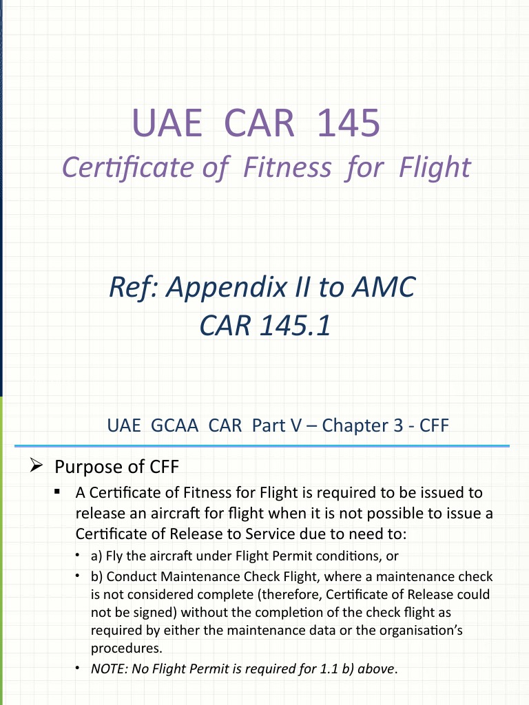 Uae Car Part V - Car 145 - CFF | PDF | Aviation | Transport