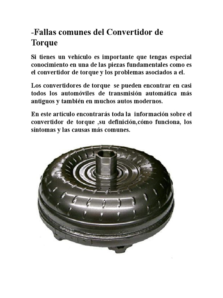 Convertidor de Torque | PDF | Transmisión (Mecánica) | Transmisión ...