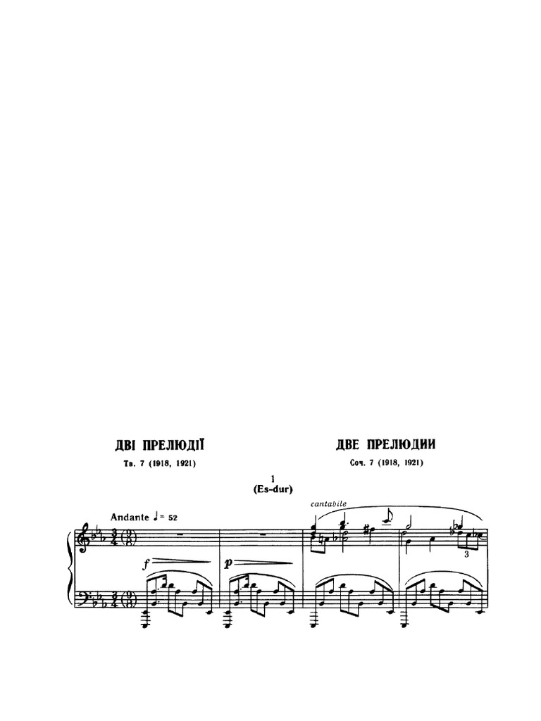Revutsky - Two Preludes Op.7 No.1 | PDF