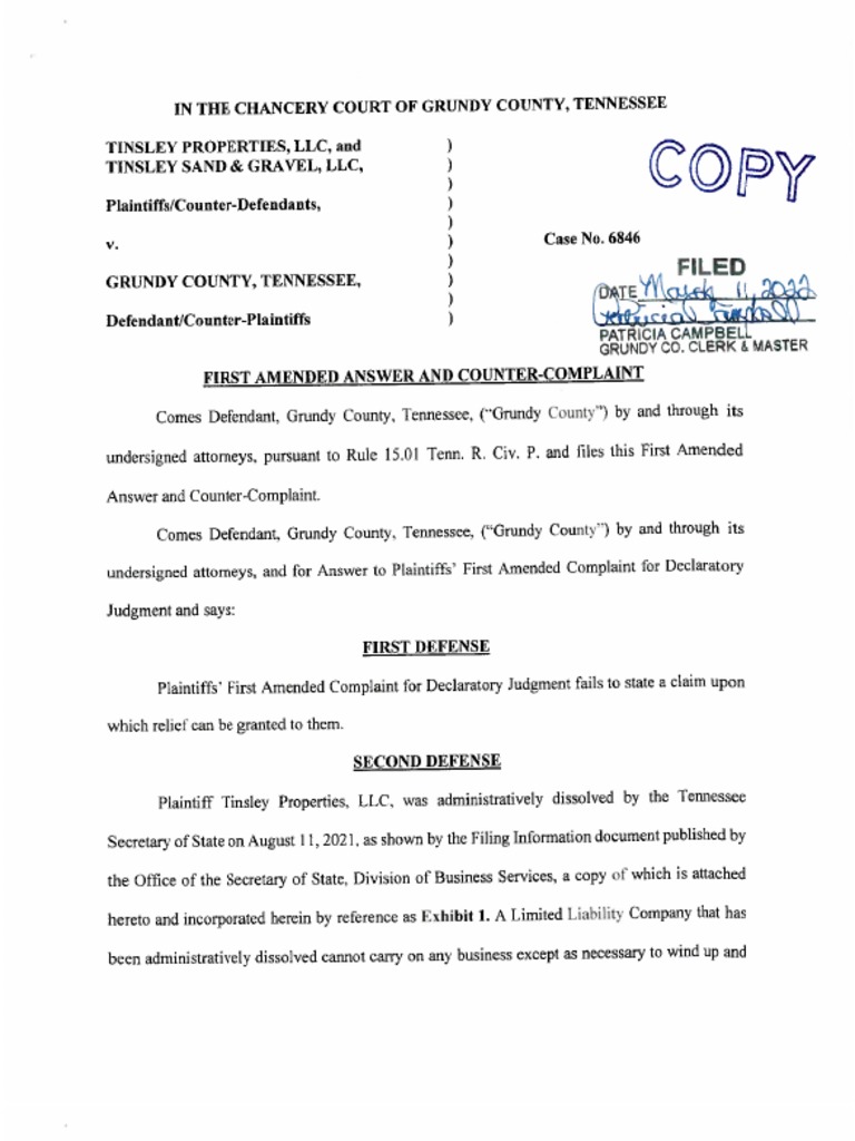 Amended Answer and Counter-Complaint | PDF