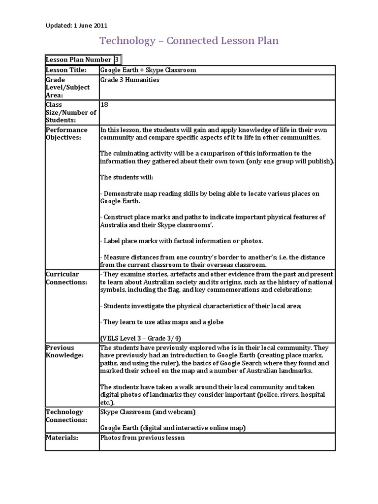 Technology - Connected Lesson Plan | Download Free PDF | Lesson Plan ...