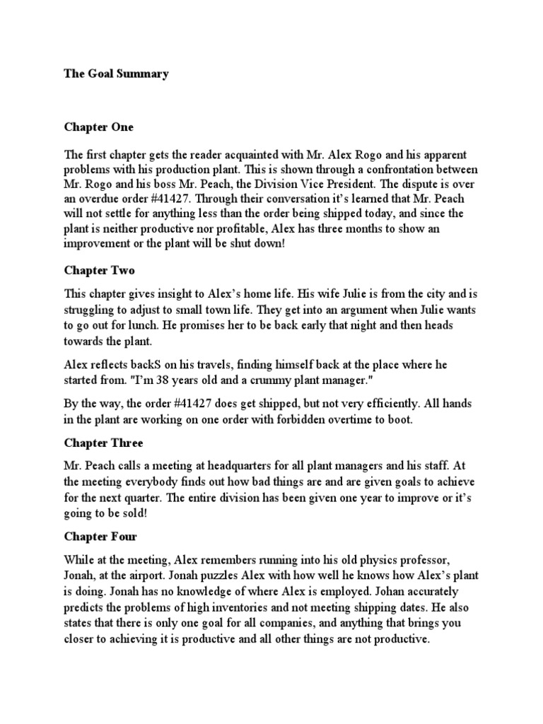 The Goal Summary | PDF