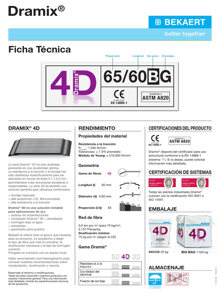 Dramix 4D 65-60 BG | PDF | Hormigón | Ingeniero civil