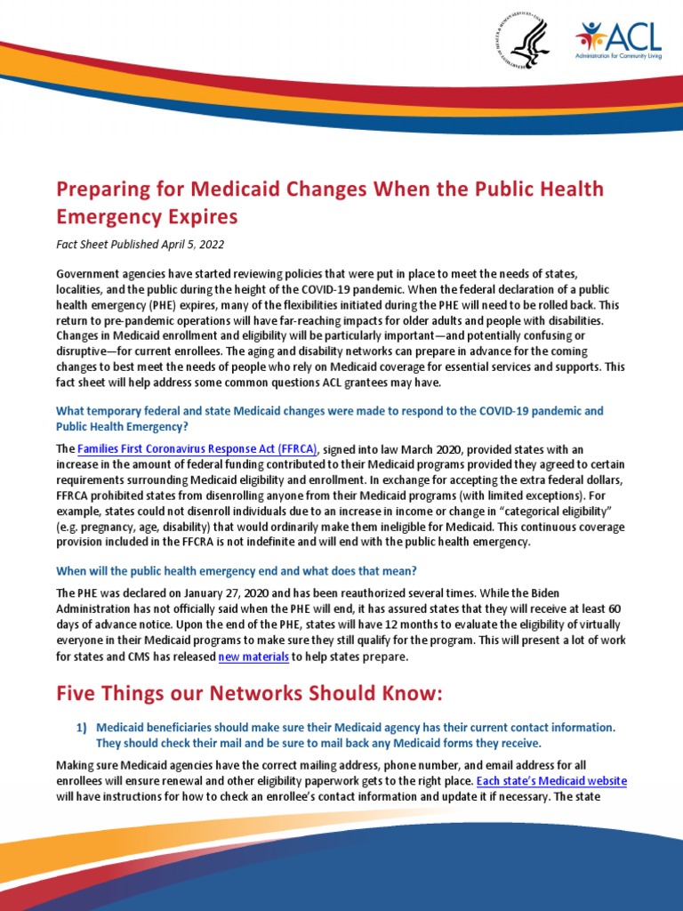 PHE Medicaid Fact Sheet Final | PDF | Medicaid | Medicare (United States)