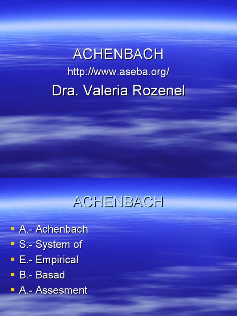 Achenbach | PDF | Manual Diagnóstico y Estadístico de los Trastornos ...