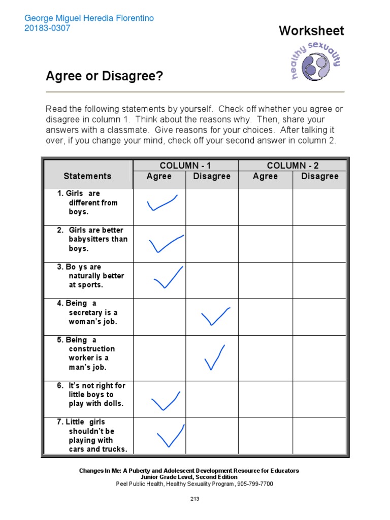 Agree or Disagree - Worksheet | PDF