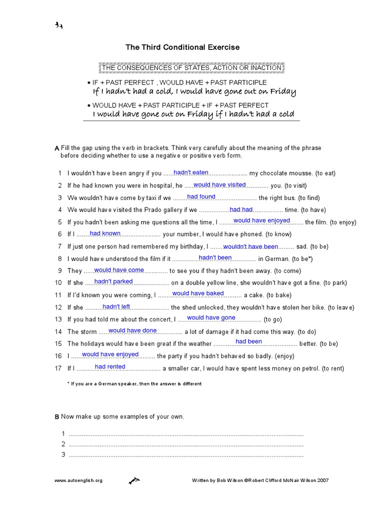 Past Unreal Conditionals Worksheet | PDF | Linguistics
