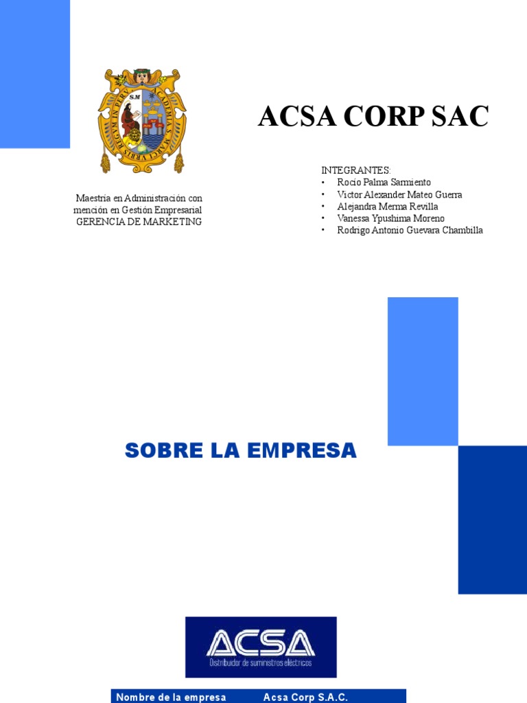 Trabajo Grupal 1 - ACSA CORP SAC | PDF | Business | Marketing