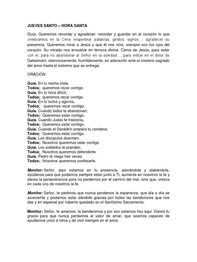 JUEVES SANTO Hora Santa | PDF | Oración | Sacerdote