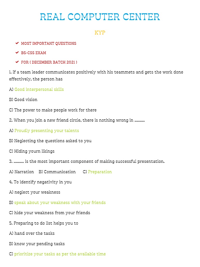 Bs-Css Practice Questions | PDF