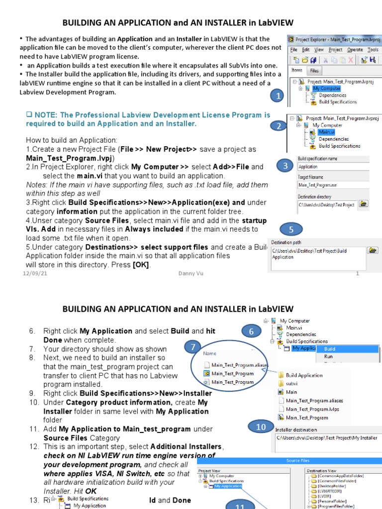 Building An Application and An Installer in Labview: NOTE: The Professional Labview Development ...