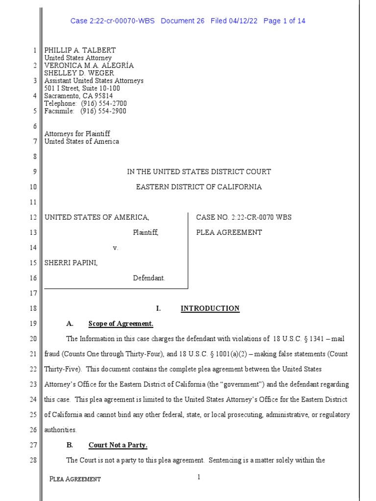 Sherri Papini Plea - Agreement | PDF | United States Federal Probation ...
