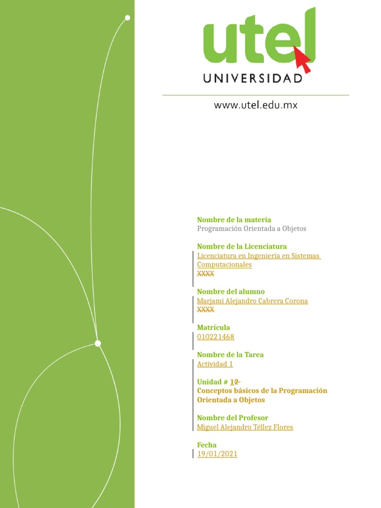 Actividad 1 Programaci N Orientada A Objetos | PDF | Java (lenguaje de programación) | Entorno ...