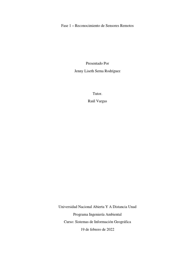 Fase 1 .Reconocimiento de Sensores Remotos | PDF | Infrarrojo ...