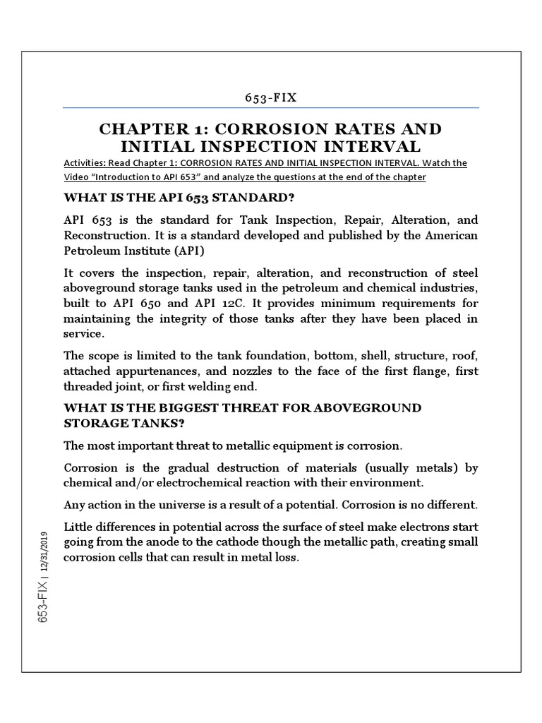 Chapter 1: Corrosion Rates and Initial Inspection Interval | PDF ...
