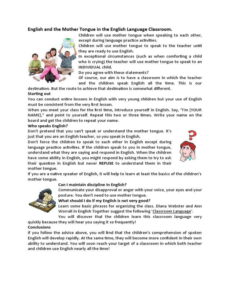 English and The Mother Tongue in The English Language Classroom | PDF ...