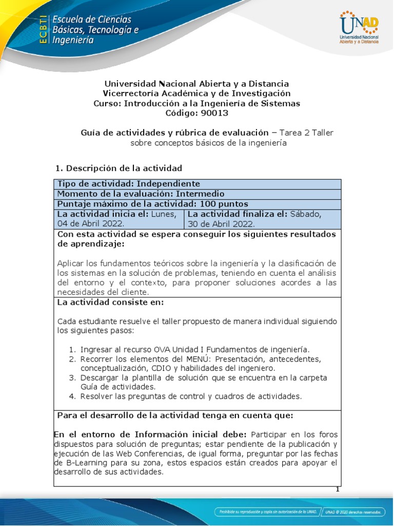 Guia de Actividades y Rúbrica de Evaluación - Tarea 2 - Taller Sobre Conceptos Básicos de La ...