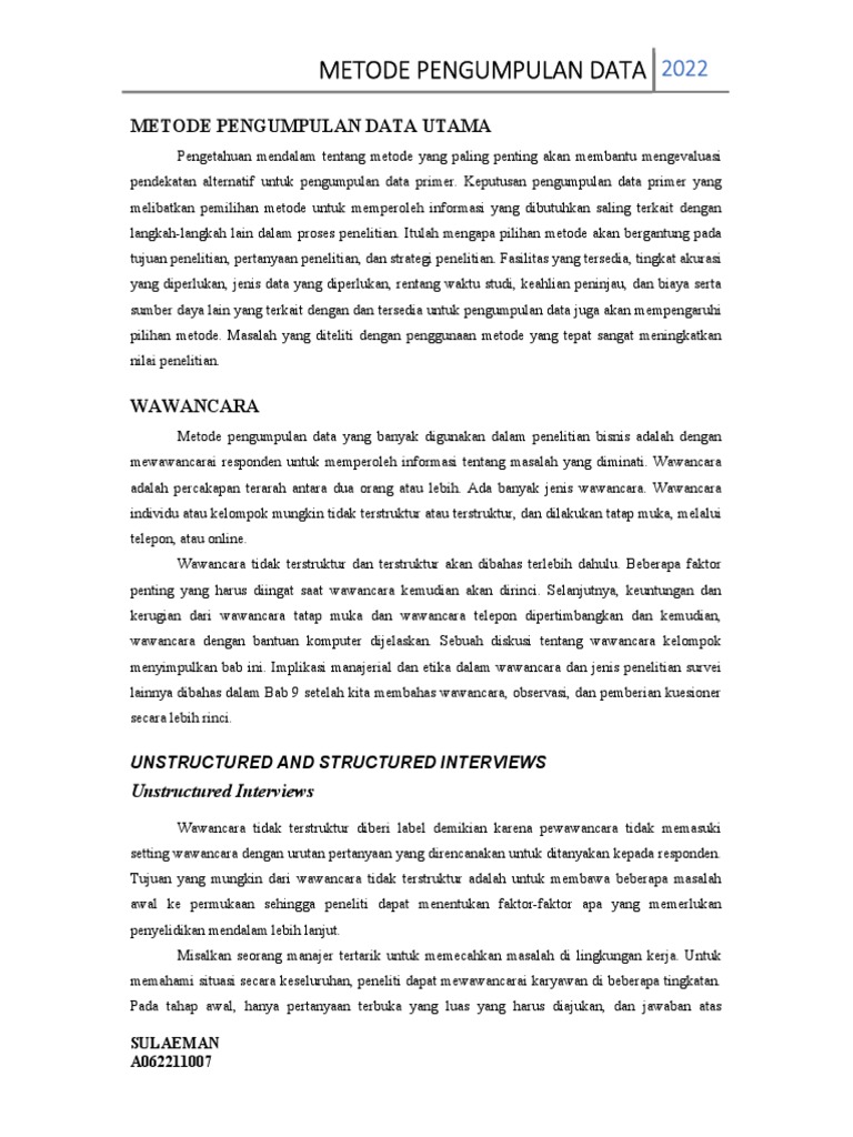 RMK5 - Metode Pengumpulan Data | PDF