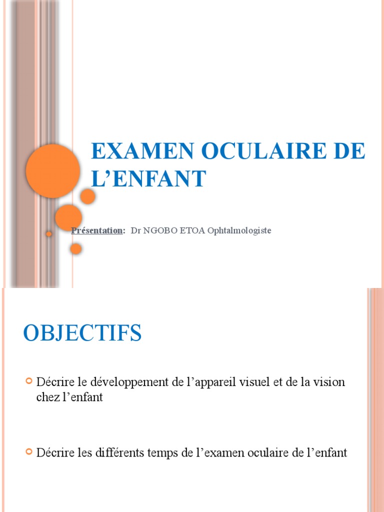 Examen Oculaire de L'enfant 2 | PDF | Acuité visuelle | Œil