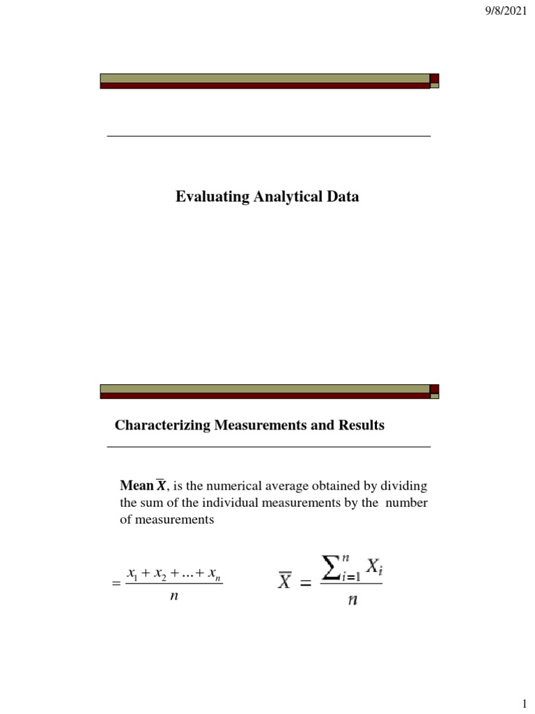 Unit 2-Evaluating Analytical Data | PDF | Student's T Test ...