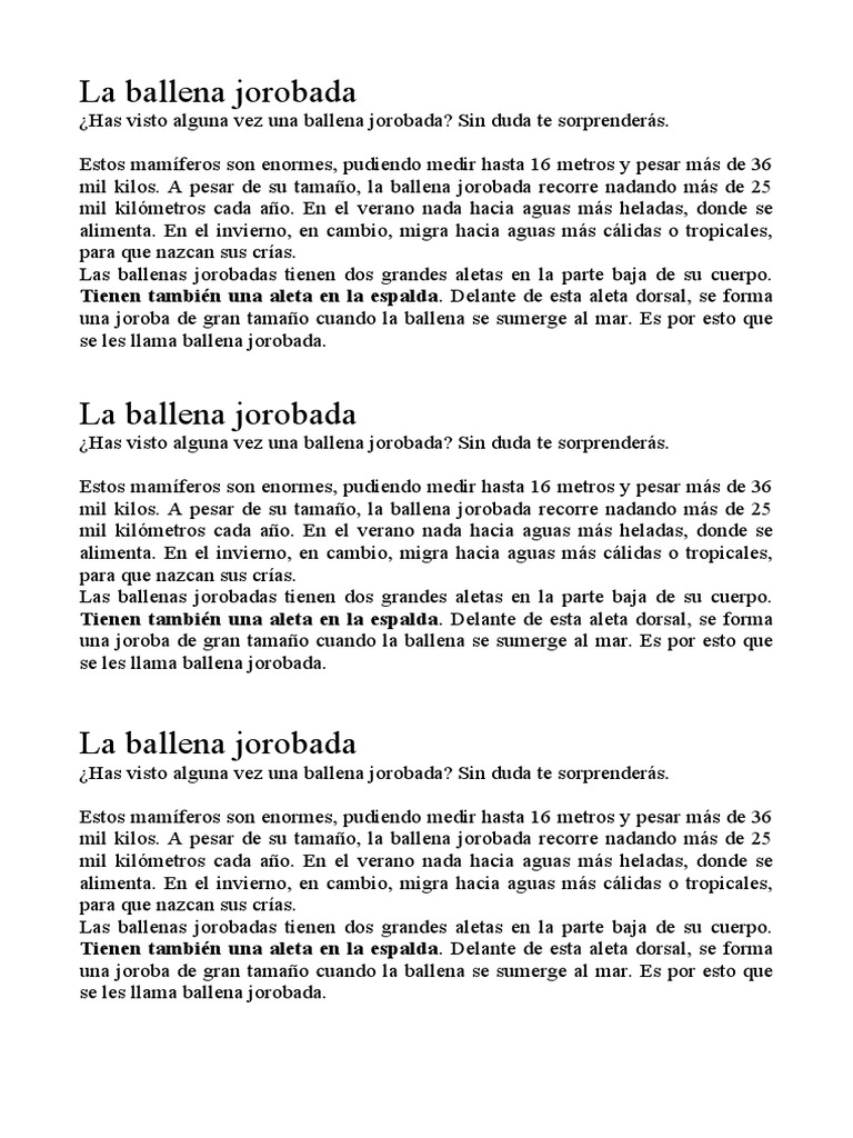 Datos sobre la ballena jorobada | PDF
