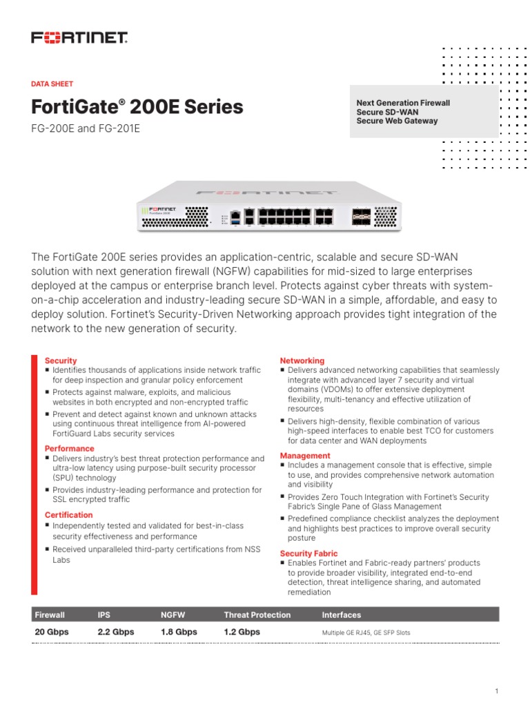 Fortigate 200E Series: Data Sheet | PDF | Computer Network | Transport ...