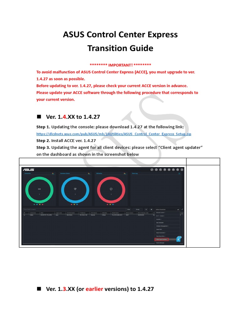 ASUS Control Center Express Transition Guide 1.4.27 | PDF
