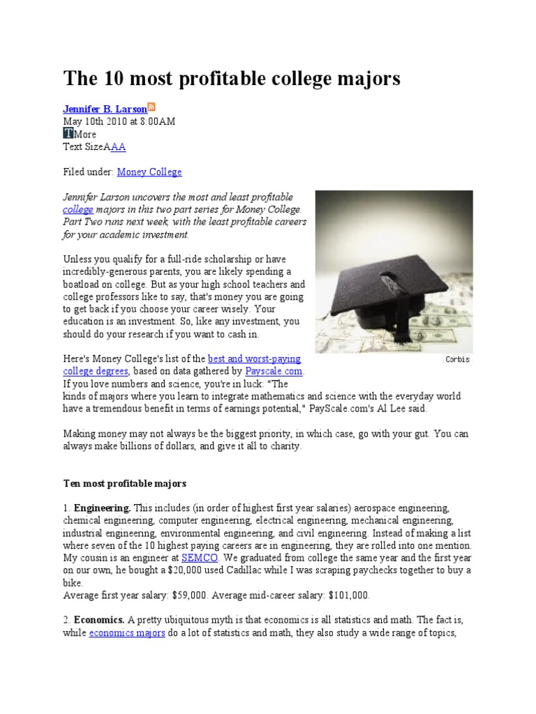 The 10 Most Profitable College Majors | PDF | Computer Science ...