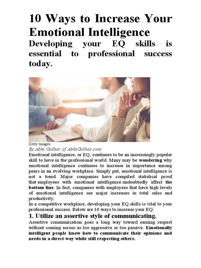 10 Ways to Boost Your Emotional Intelligence | PDF | Empathy ...