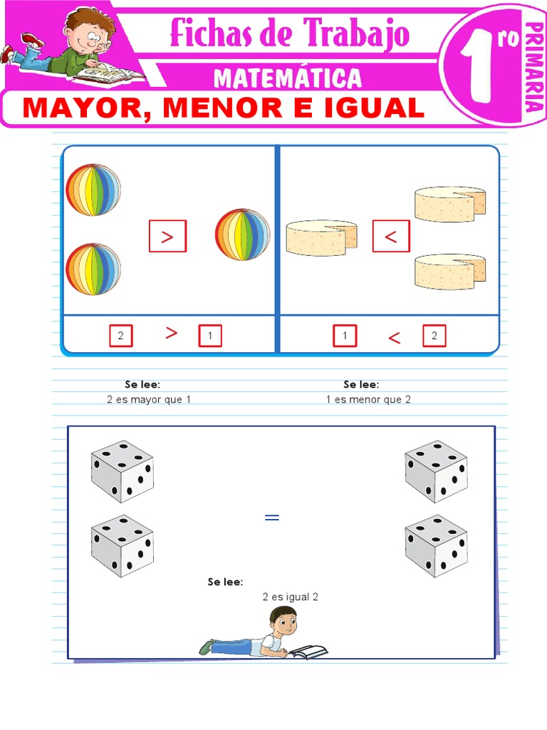 Mayor Menor e Igual para Primer Grado de Primaria | PDF