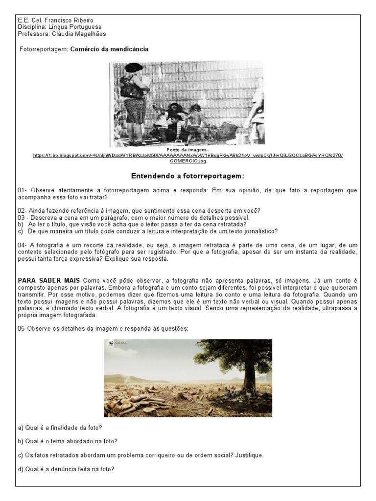 Fotorreportagem | PDF | Imagem | Contos