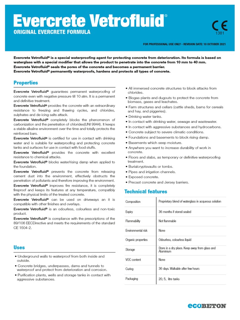 Original Evercrete Formula: Properties | PDF | Concrete | Sodium Chloride