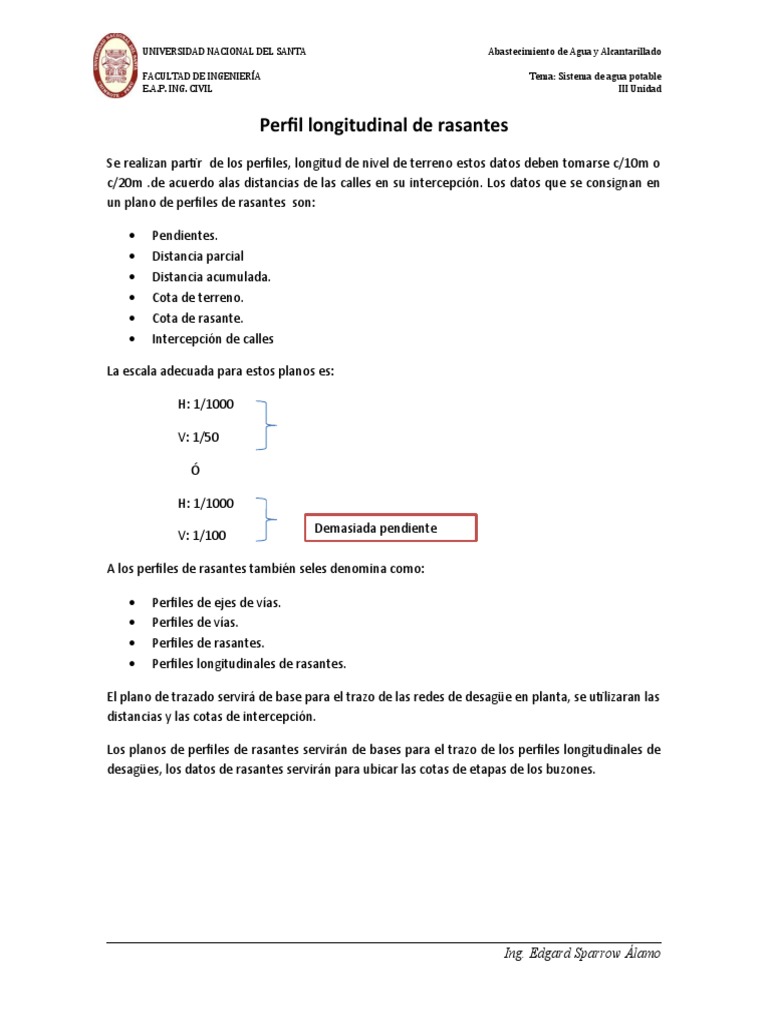 Perfil Longitudinal de Rasantes | PDF | Alcantarillado | Agua y el ...