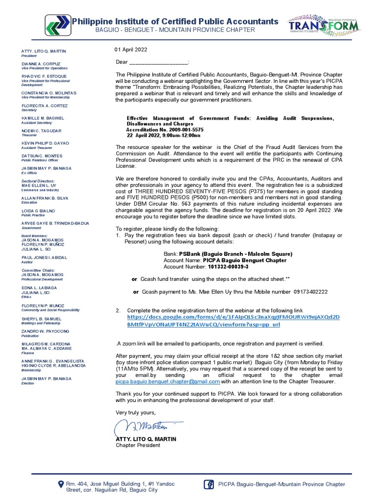 Invitation Government 2022aprilwebinar | PDF | Accountant | Certified ...