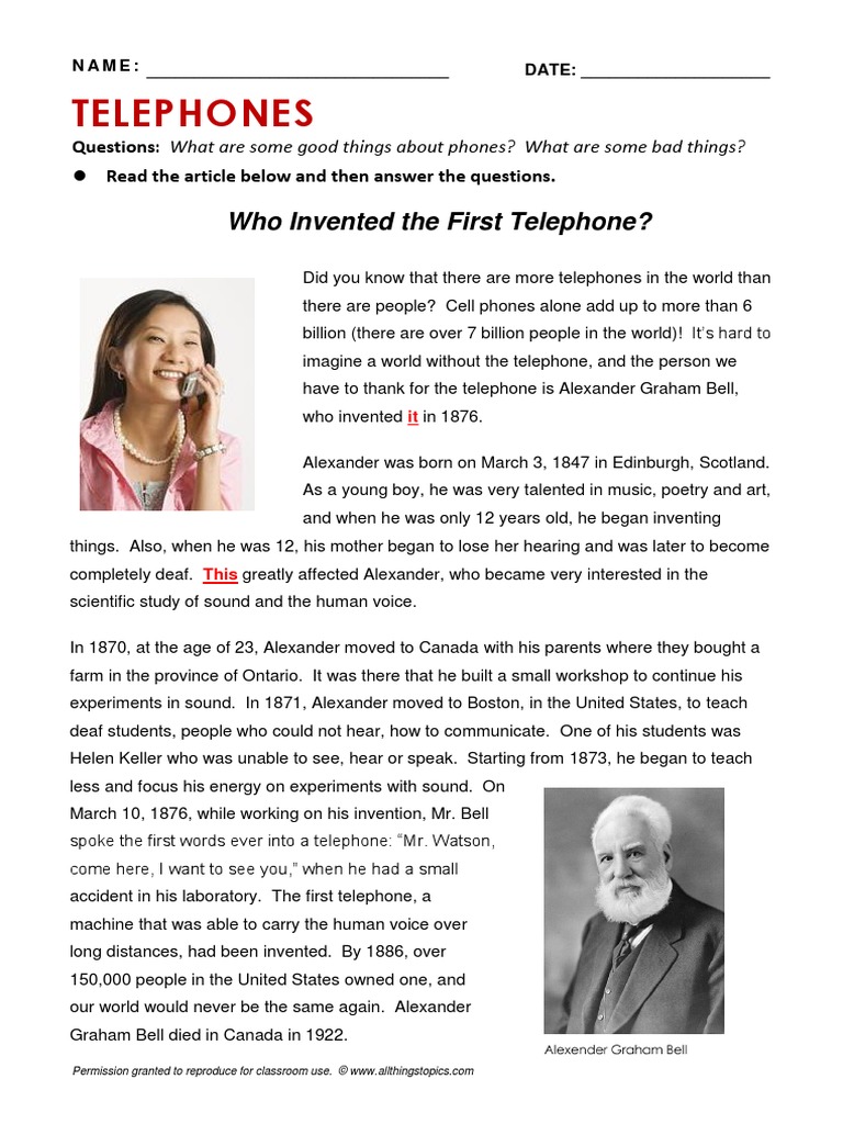 Telephones: Who Invented The First Telephone? | PDF | Telephone | Cognition