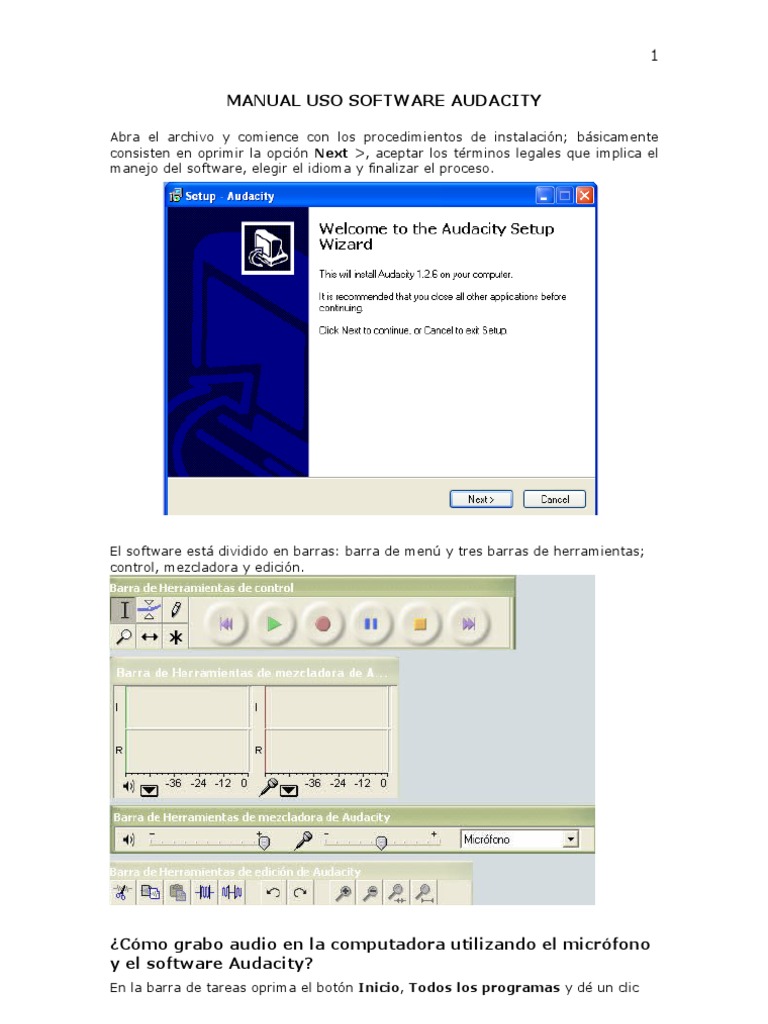 Manual Uso Software Audacity | PDF | Point and Click | Archivo de ...