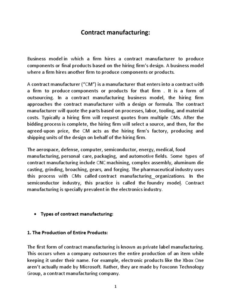 Contract Manufacturing Overview and Types | PDF | Economies | Business