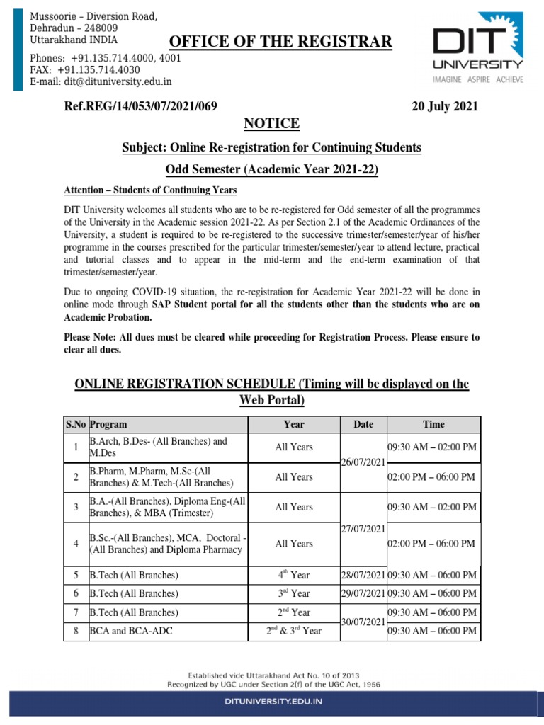 Online Re-registration Notice for Continuing Students | PDF | Academic ...
