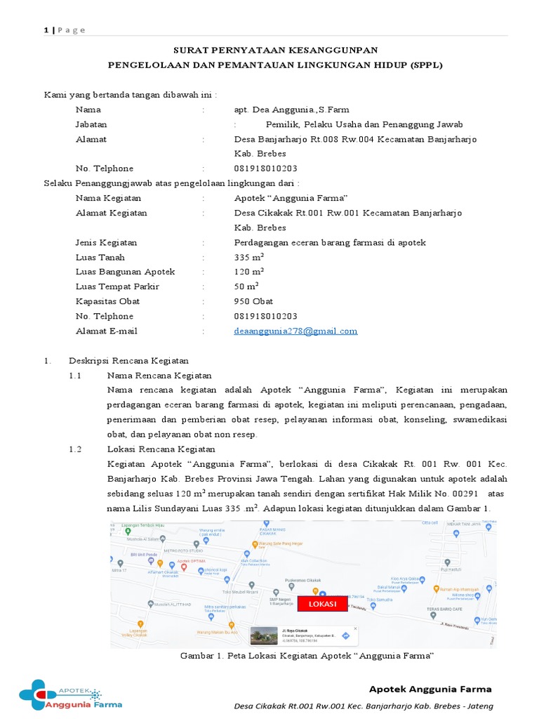Dokumen SPPL Anggunia Farma | PDF