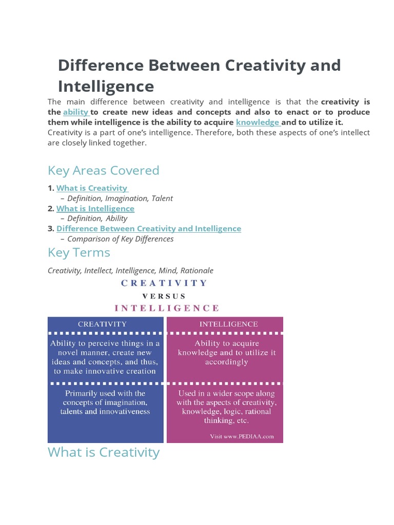 Difference Between Creativity and Intelligence | PDF | Intelligence ...
