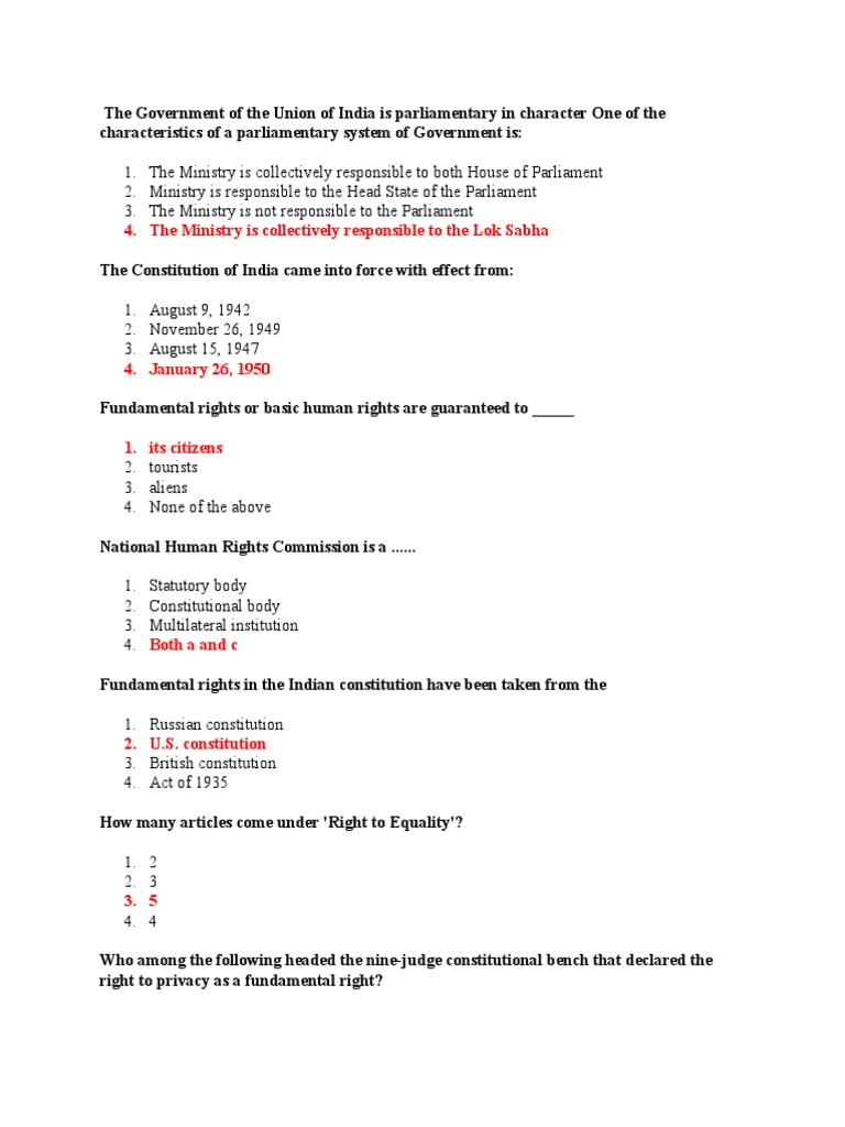 MCQ Human Rights | PDF | Supreme Court Of India | Human Rights